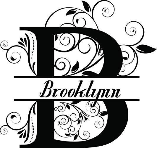 Custom Split Monogram Vinyl Decal with Name – Personalized Letter Desi ...
